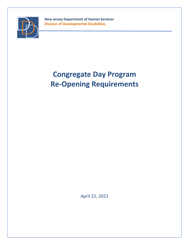 Information Alert: DDD Day Program Re-Opening Guidance