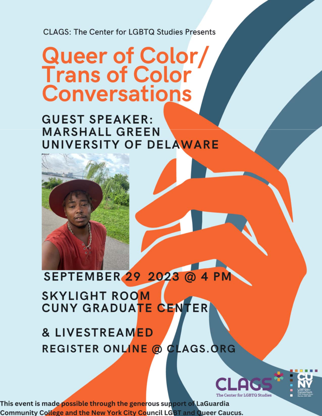 TOMORROW! Queer of Color/Trans of Color Conversations: Marshall Green