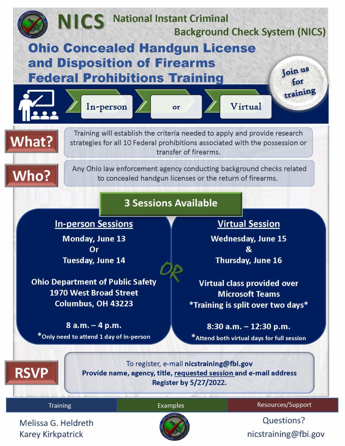 Free NICS Training Opportunity for Return of Confiscated Evidence