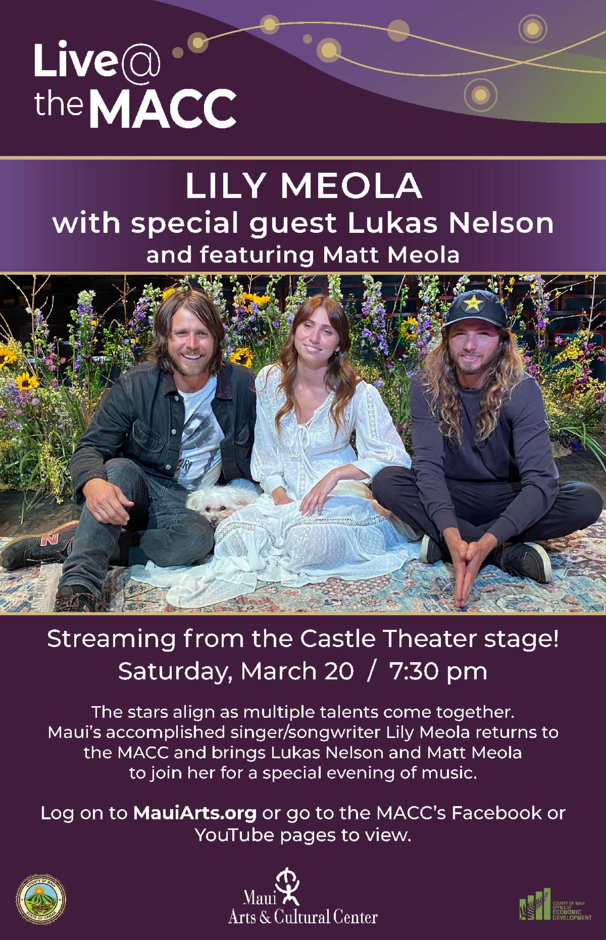 Maui's Lily Meola with special guest Lukas Nelson and featuring Matt ...