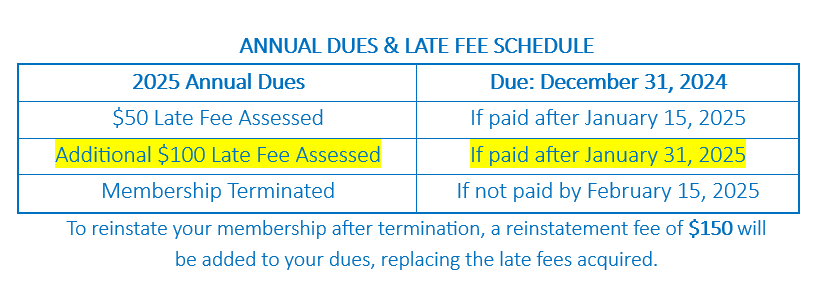 URGENT: FINAL NOTICE FOR 2025 MEMBERSHIP DUES
