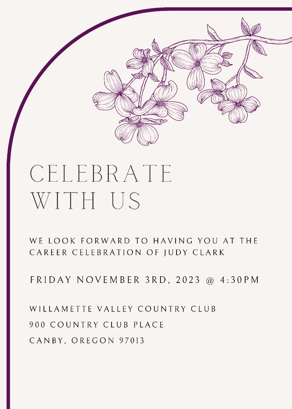 Judy Clark Celebration - Confirm Your RSVP, Correction