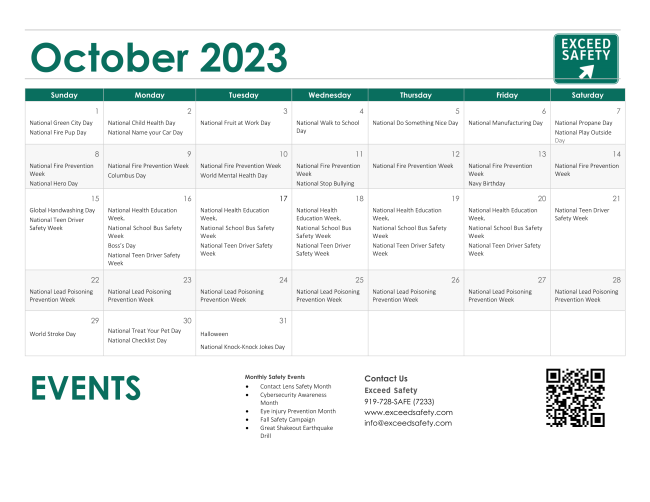 October Safety News Letter