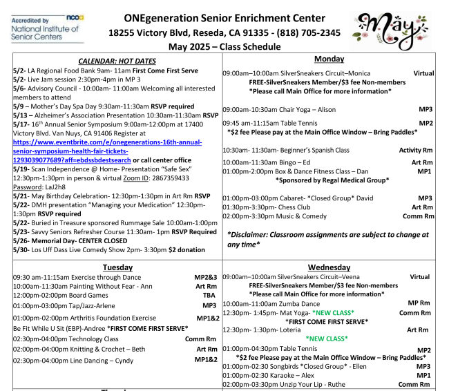 ONEgeneration OSEC May 2025