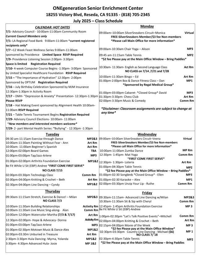 ONEgeneration OSEC August 2025