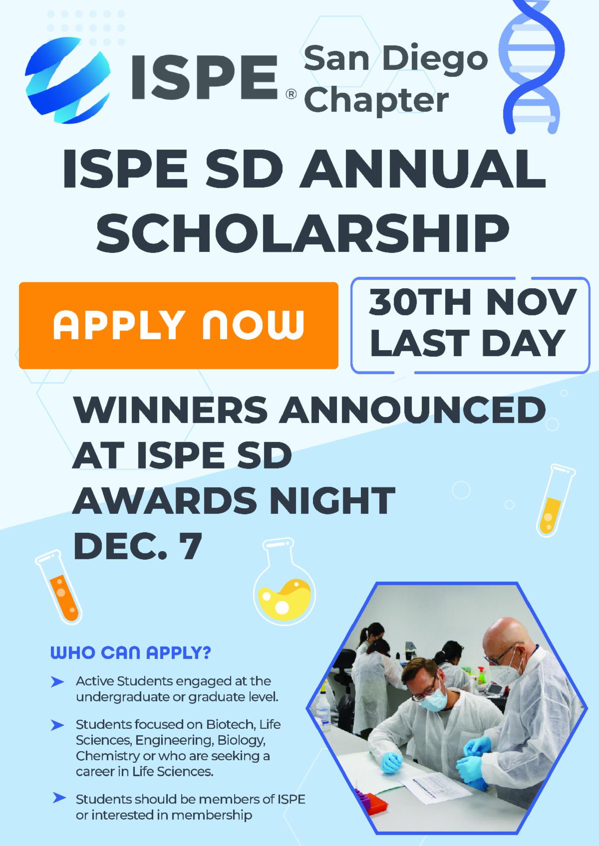 ISPE SD Join Us For Our 30th Anniversary Soiree and Student Scholarship ...