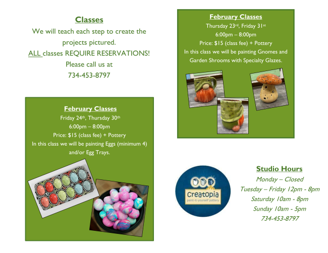 March at Creatopia Pottery