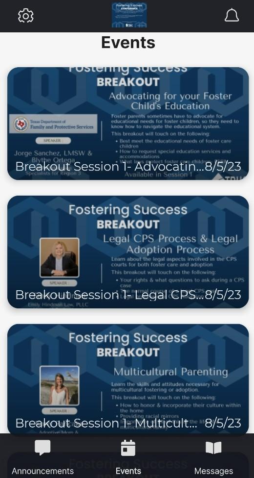 TBHC Fostering Success Conference- Breakout Selections