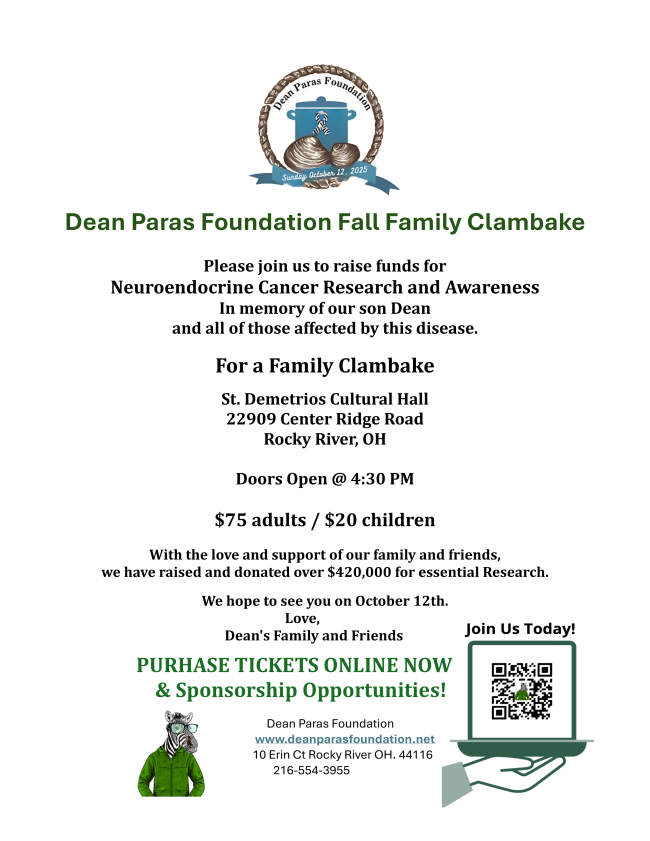 Only Two Weeks Until Our Fall Clambake for NET Research!
