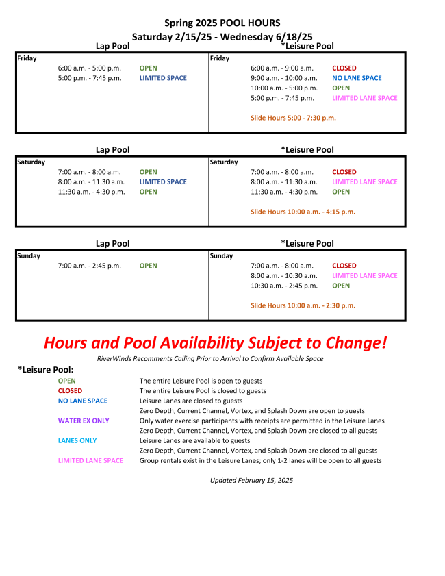 The April Fitness Schedule is Here!!