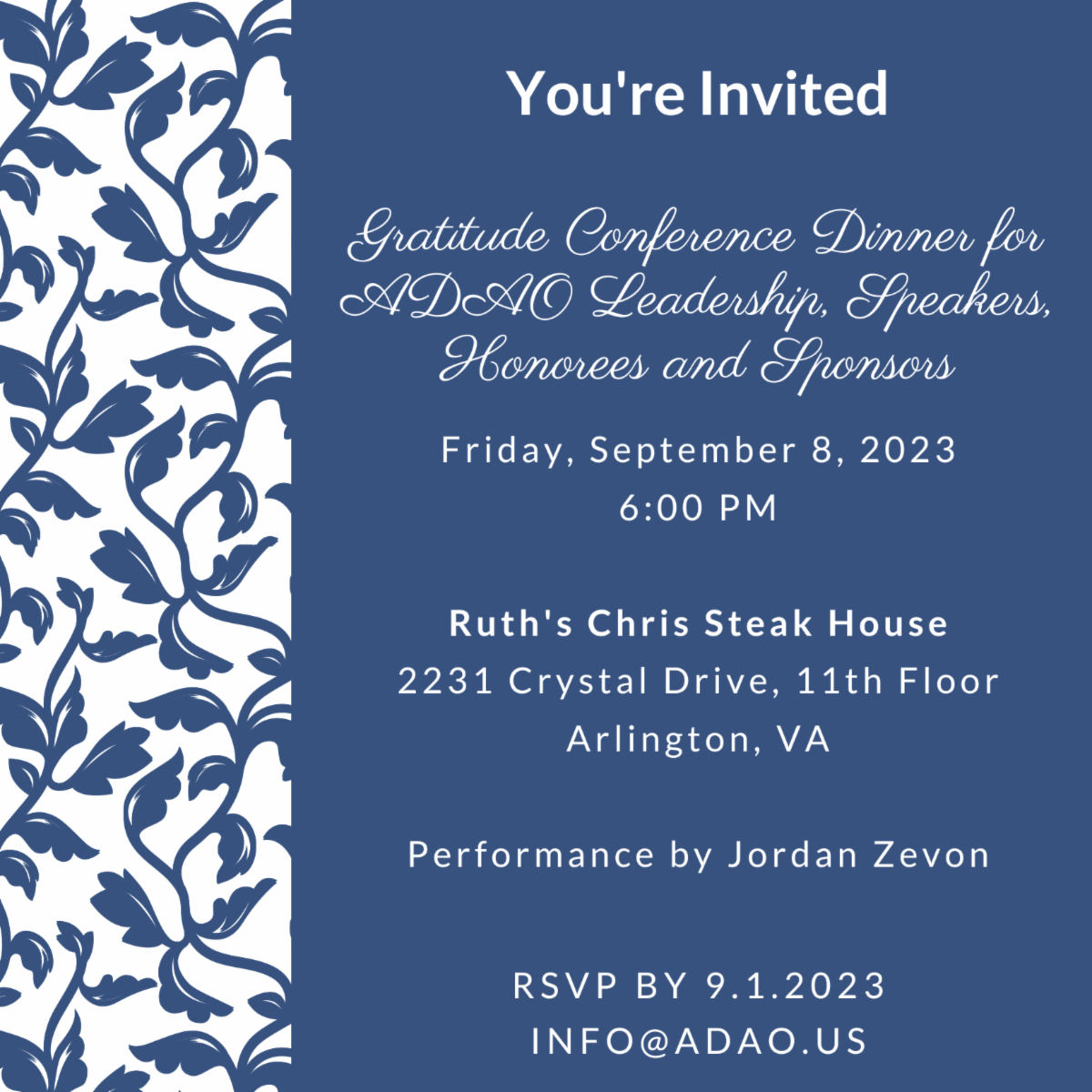 Invitation to ADAO's Leadership, Speakers, Honorees and Sponsors Dinner ...