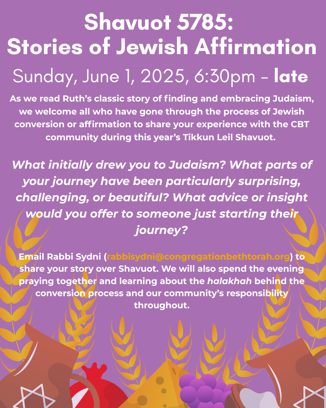 Celebrate Shavuot 5785: June 1