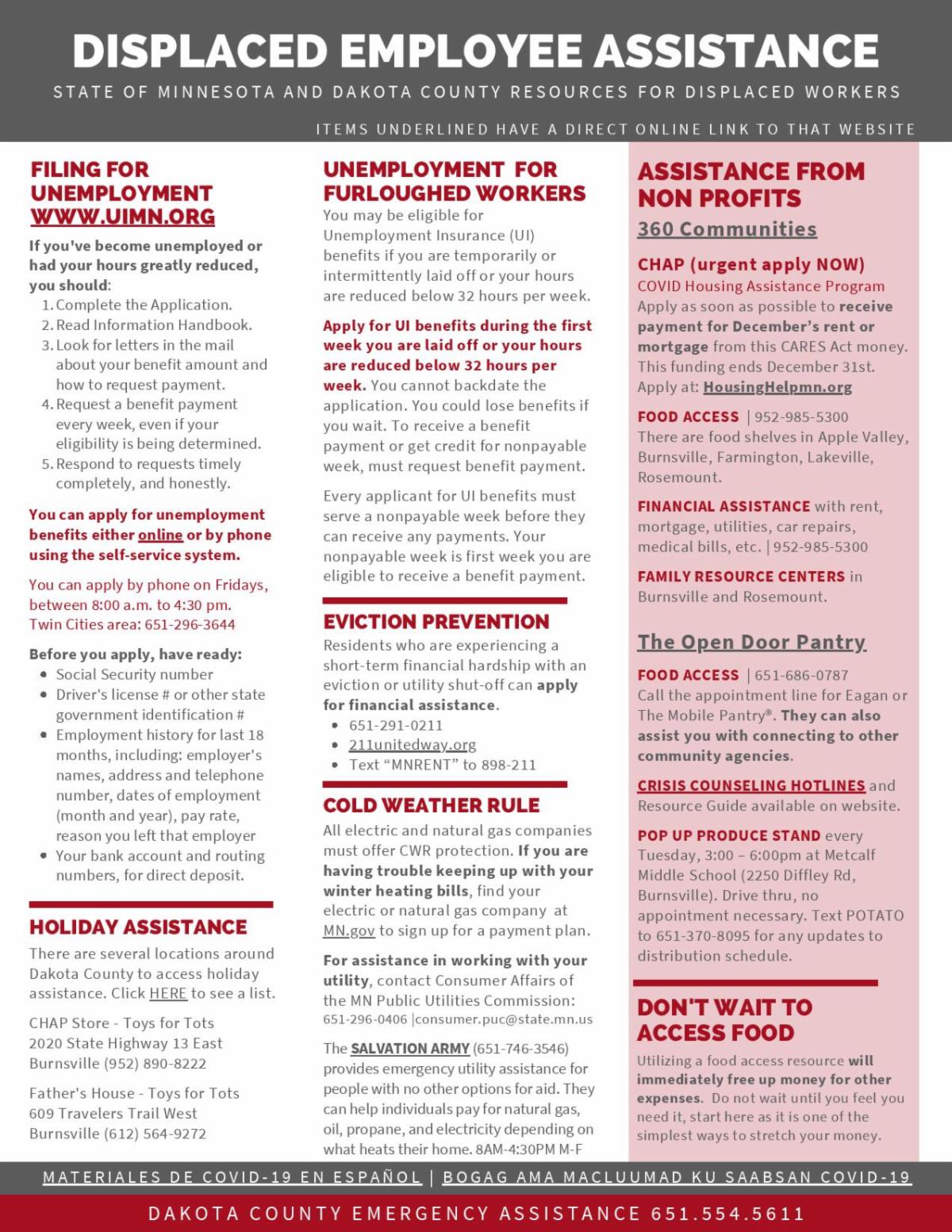 Displaced Worker Resources - Helpful Info