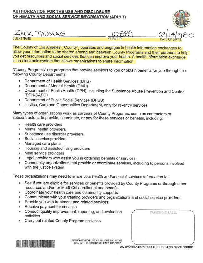Universal Sharing Consent Form