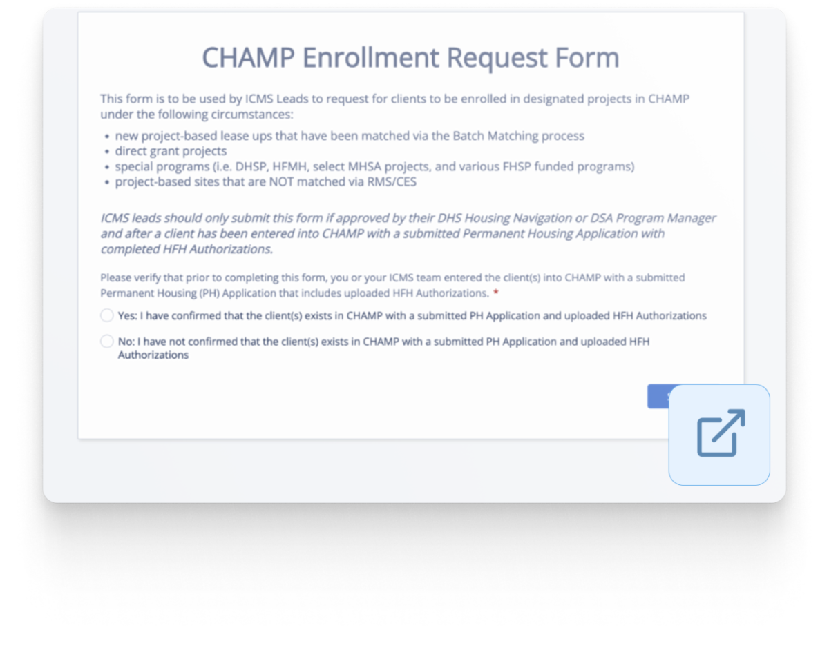 Client Enrollment Request Page