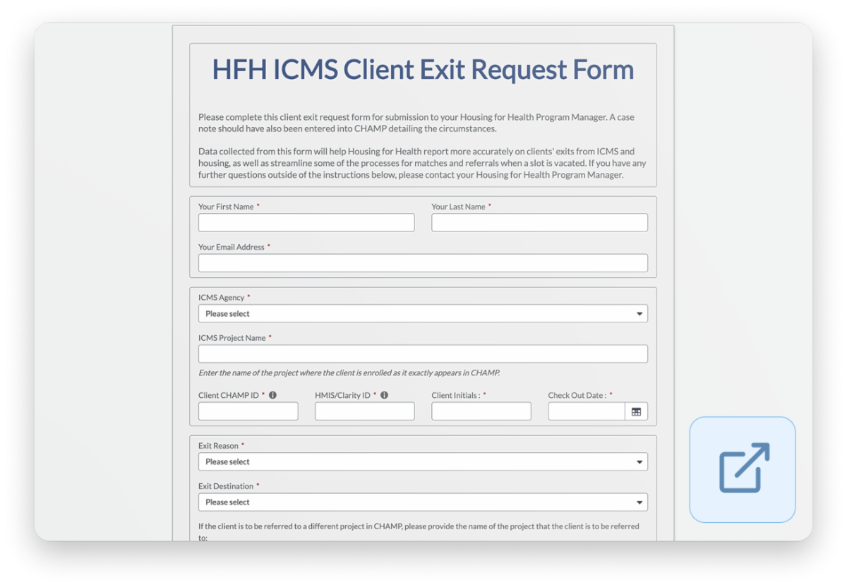 Client Exit Request Page