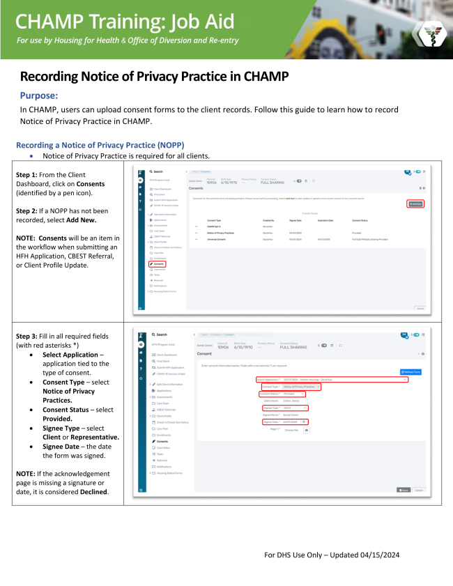 DHS Notification of Privacy Practices