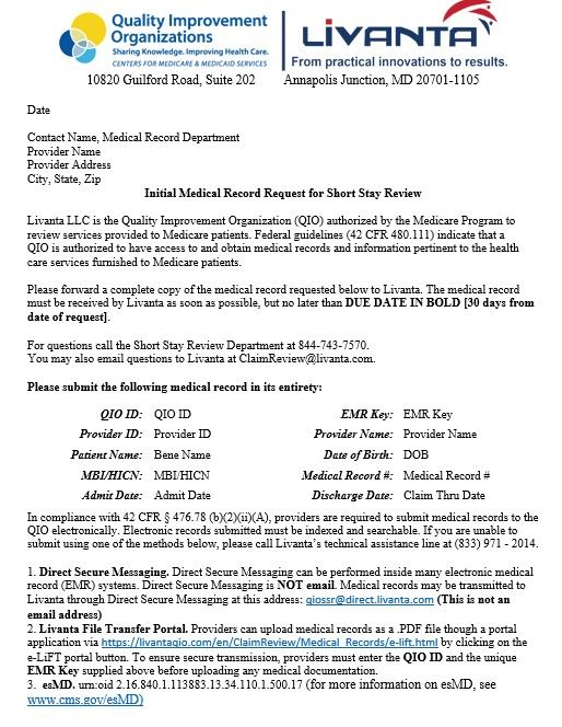 Short Stay Review - Sampling Strategy