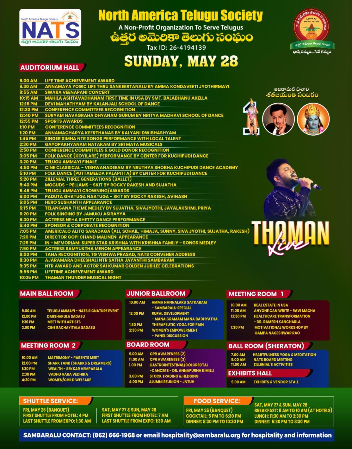 NATS NEW JERSEY SAMBARALU - 3-DAY PROGRAMS SCHEDULE