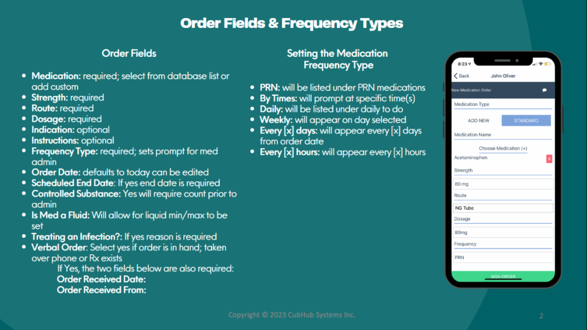 Taking orders & medication tips