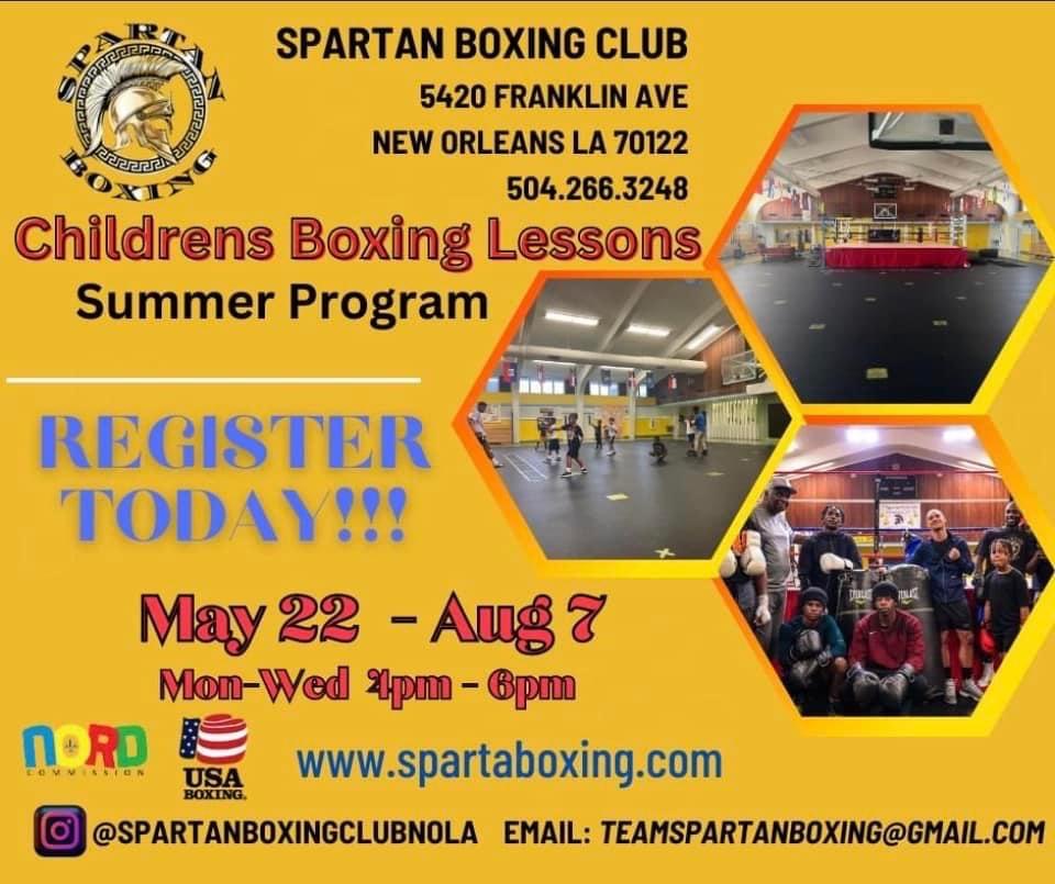 SPARTAN BOXING CLUB CHILDREN'S BOXING SUMMER PROGRAM REGISTRATION NOW OPEN