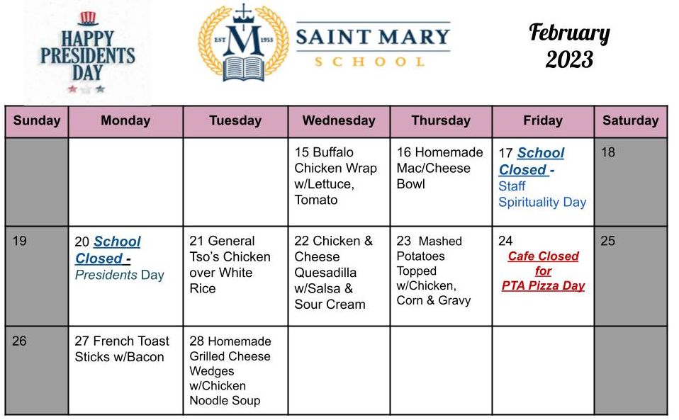 Saint Mary School Weekly ️ Family Newsletter
