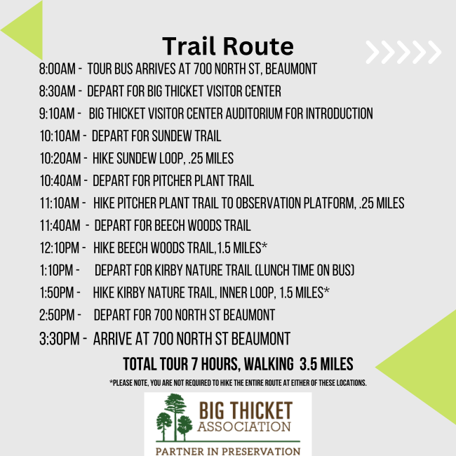 Reminder: Guided Bus Tour of Big Thicket