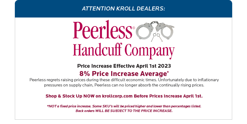 Upcoming Peerless Price Increase