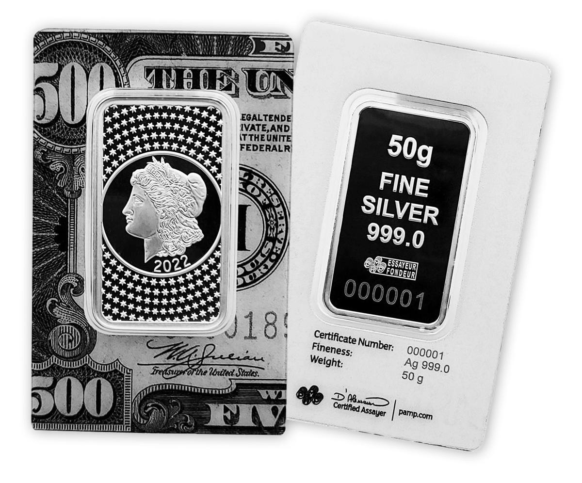 Stunning 50 Gram Morgan Dollar Silver Bars