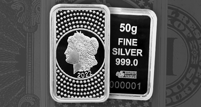 Stunning 50 Gram Morgan Dollar Silver Bars