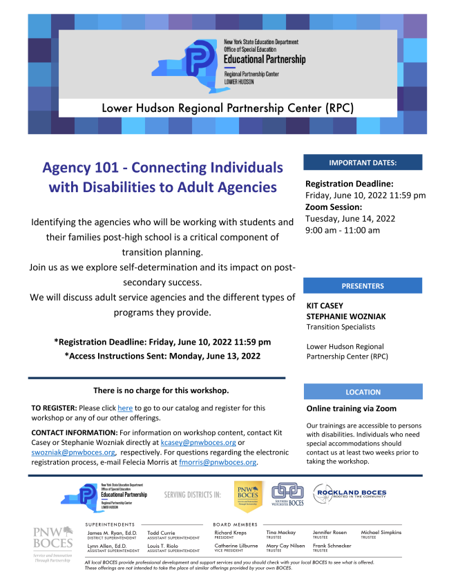 Agency 101 - Connecting Individuals with Disabilities to Adult Agencies