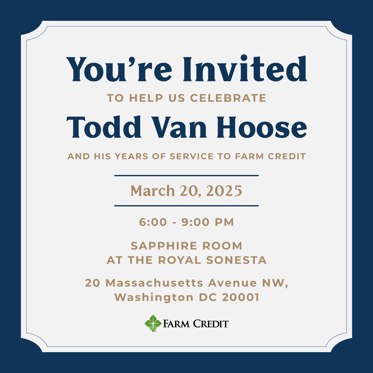 Join the Farm Credit Council for a SURPRISE Celebration of Todd Van ...
