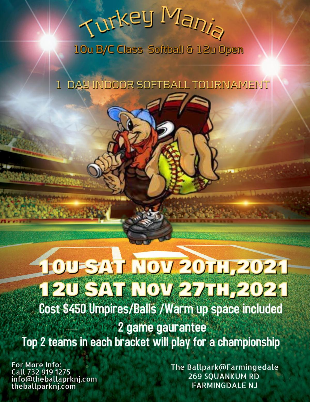 10u /12u Turkey Mania 1 day November 20th B & C/Town Nov 27 12u Open ...