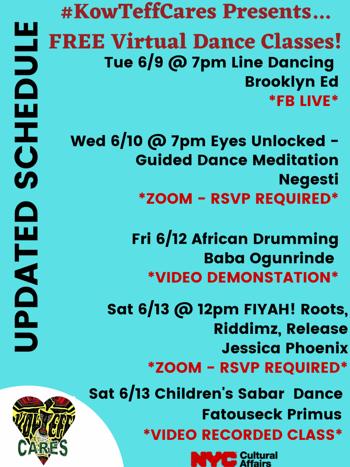 RSVP REQUIRED! Gain Access Now to #KowTeffCares FREE Virtual Dance Classes!