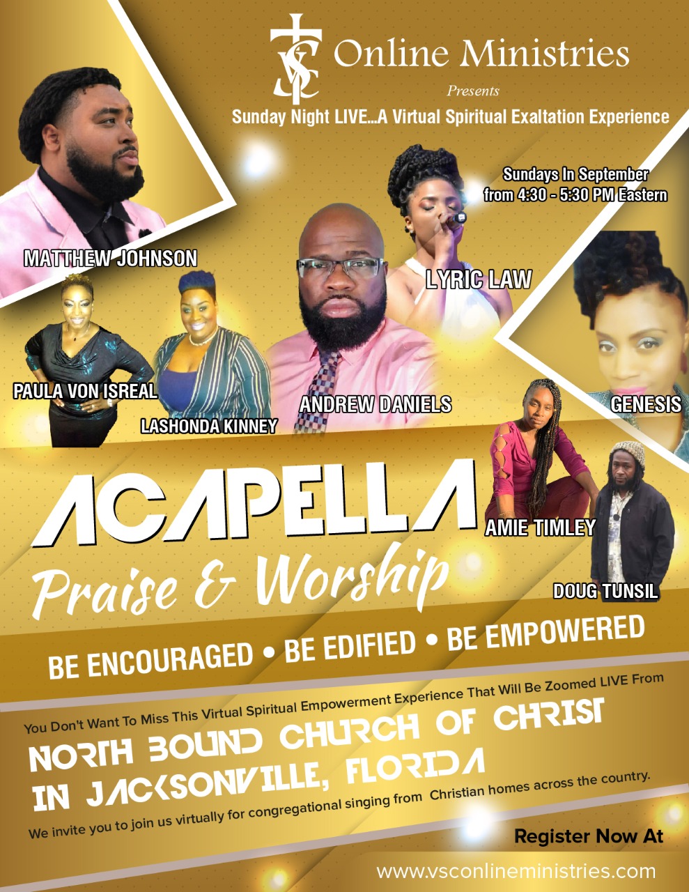 Register For Sunday Night LIVE Virtual Acapella Praise & Worship Experience