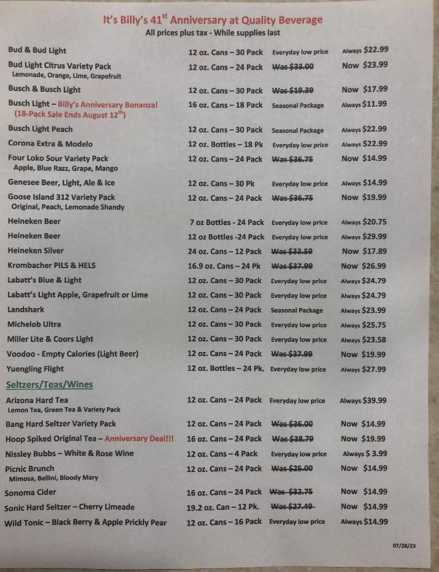 Still celebrating Billy's Anniversary at Quality Beverage