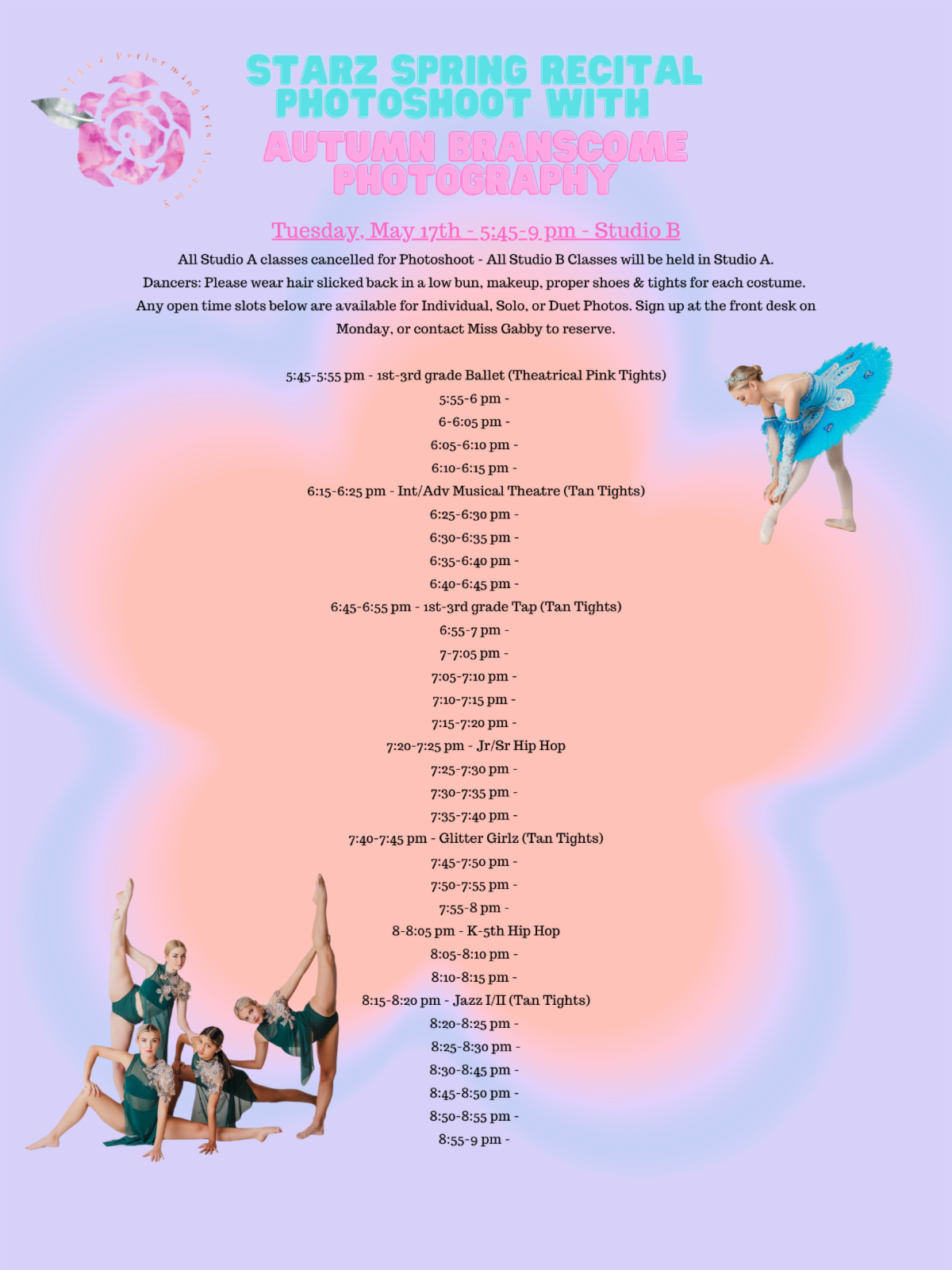 STARZ 2022 Spring Recital Packet, Photoshoot Schedule and More!
