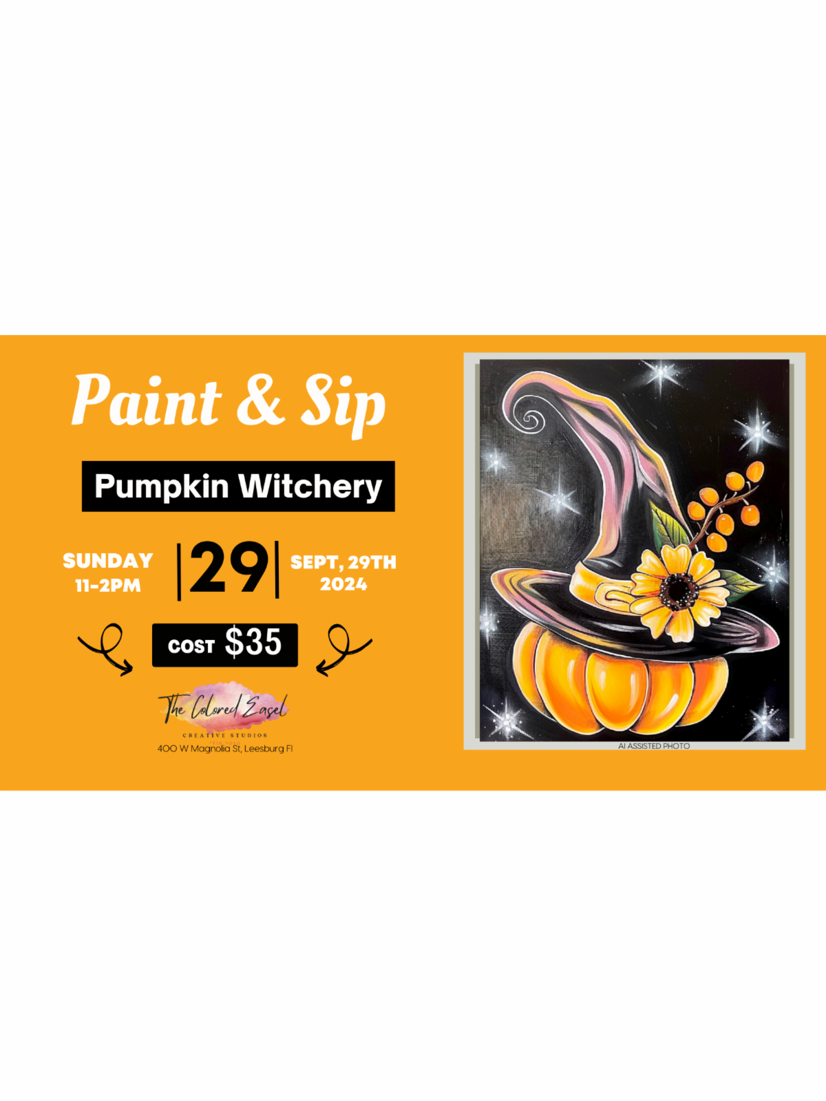 Sip & Paint Class- Fall Floral Pumpkin