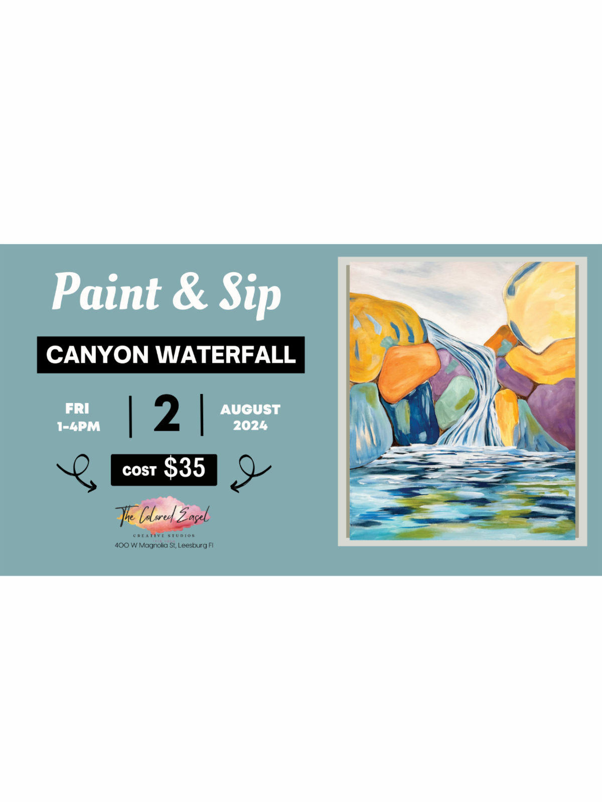 Sip & Paint Class- Canyon Waterfall