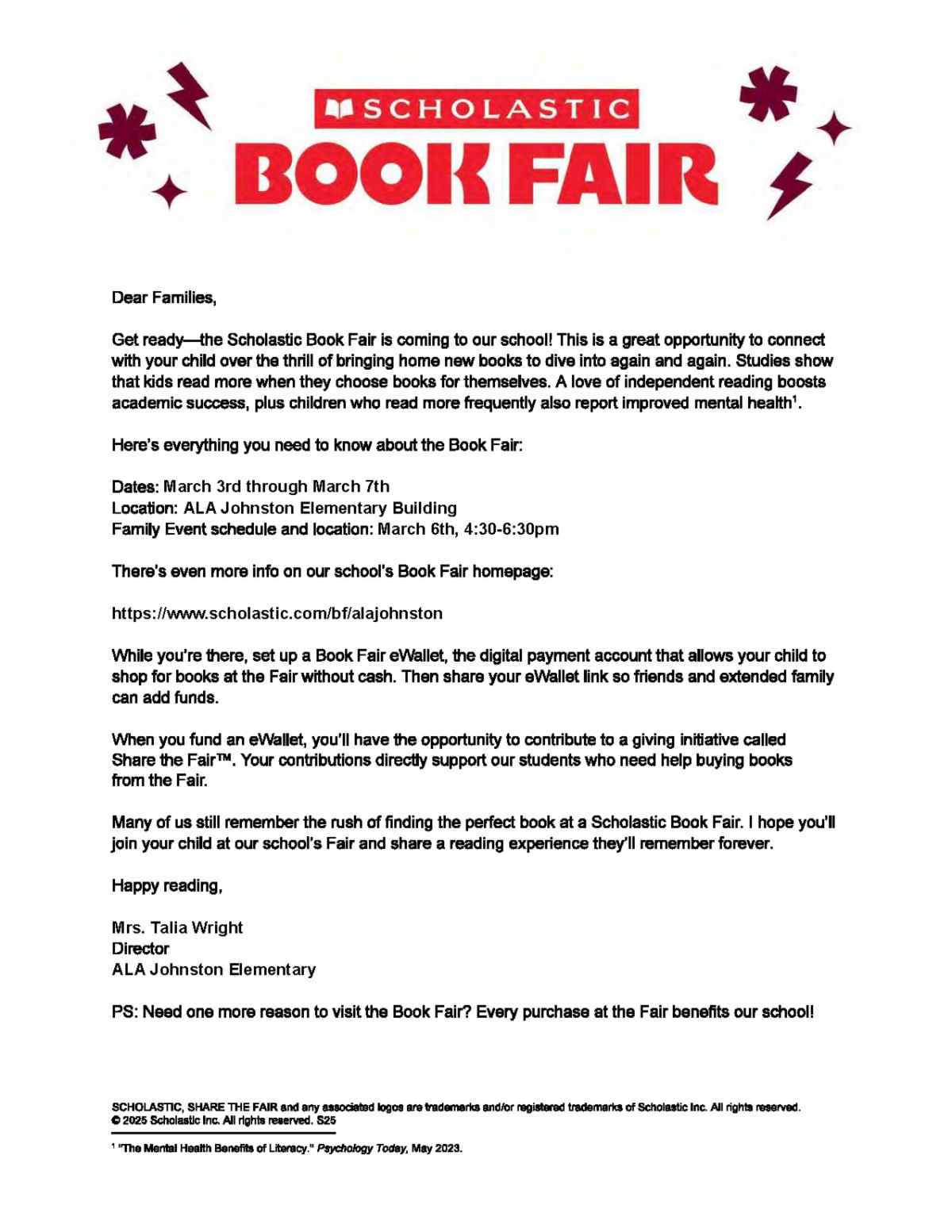 2025 - K5 Book Fair Details