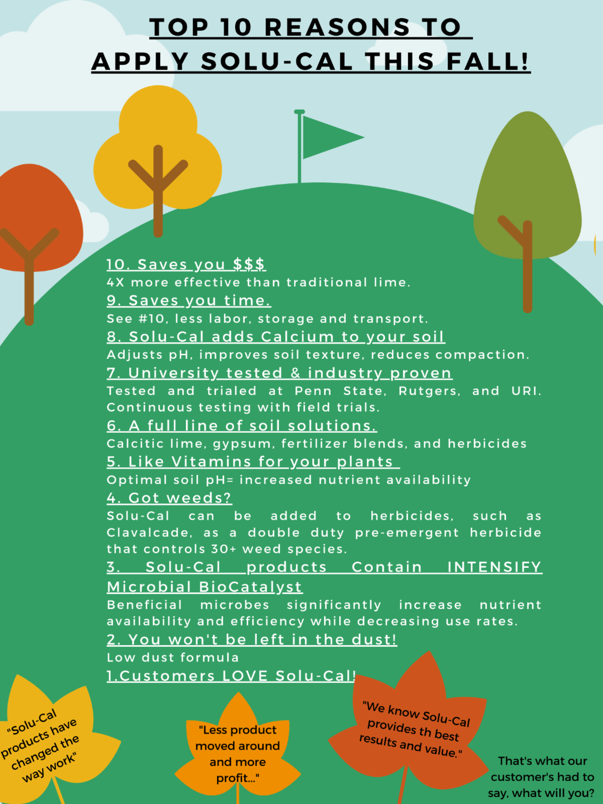 Fall Solu-Cal Applications = Healthy, Vibrant Turf