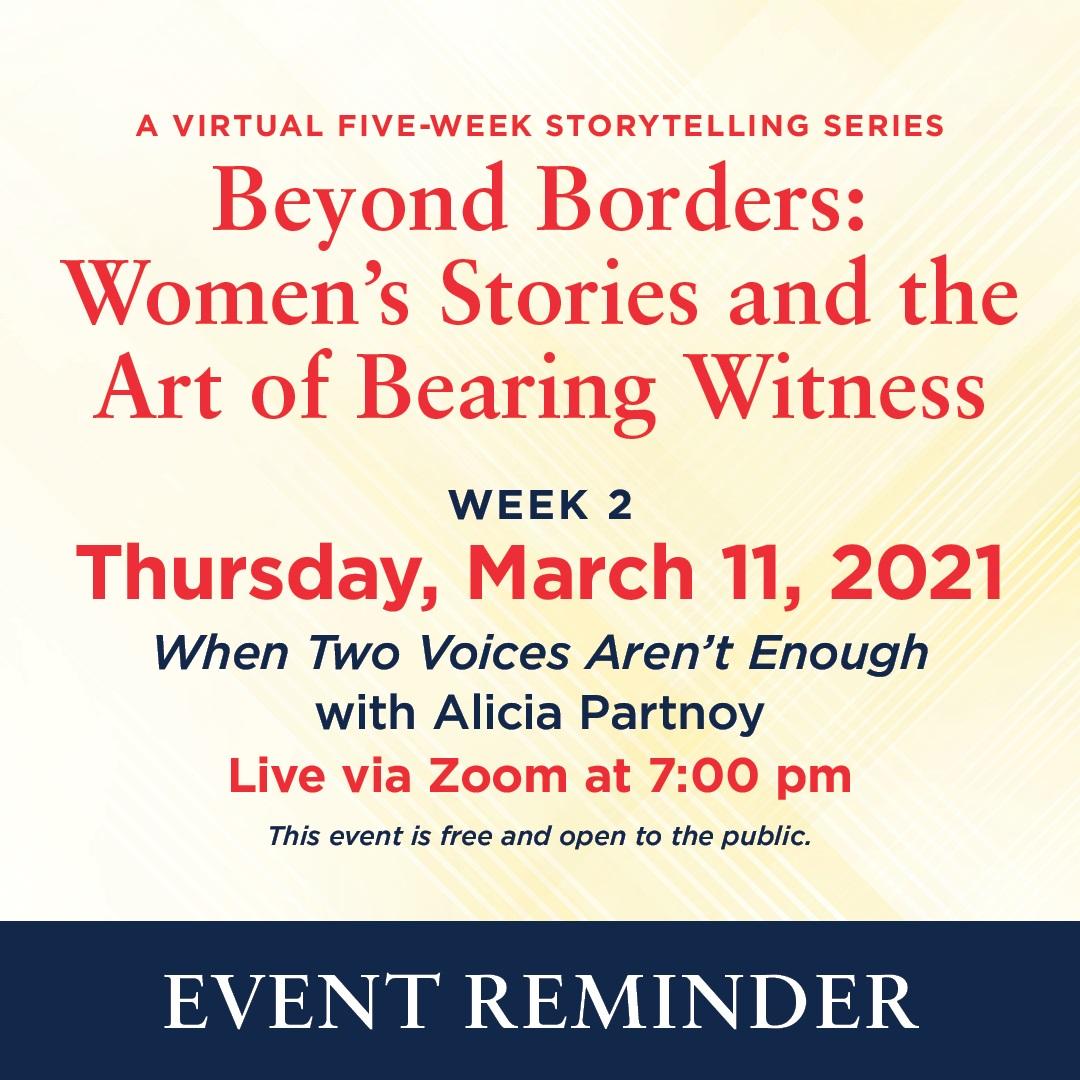 REMINDER TONIGHT @ 7pm -Beyond Borders: Women's Stories and the Art of ...