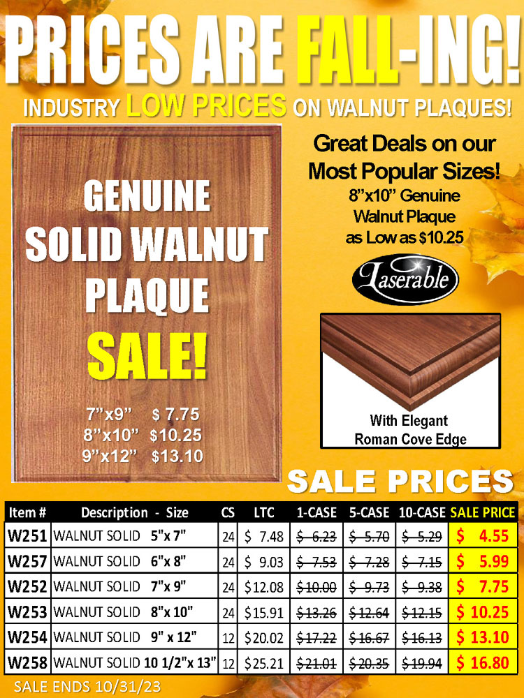 Marco Genuine Solid Walnut Plaques