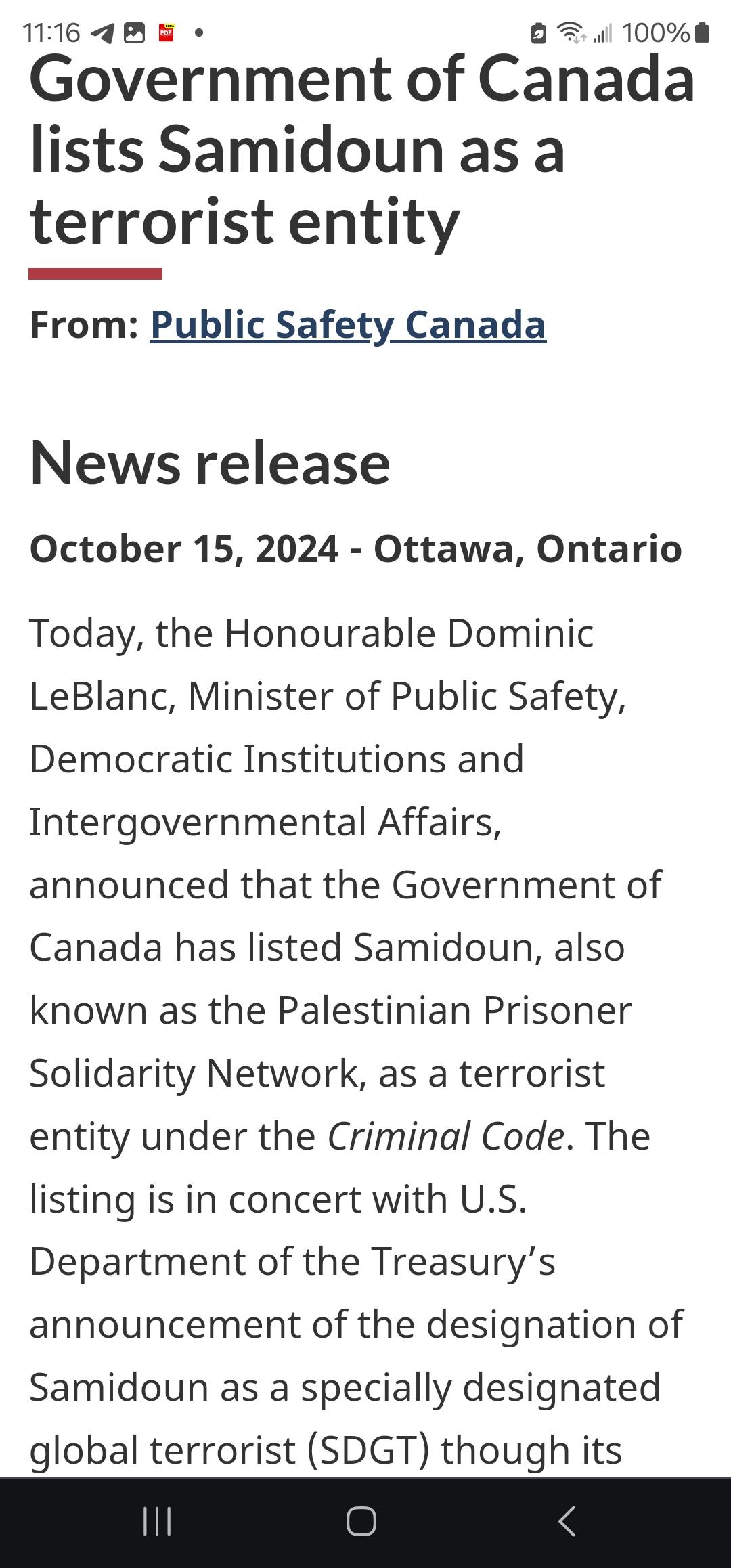 Another Israel Now Success: The Government of Canada has just now ...