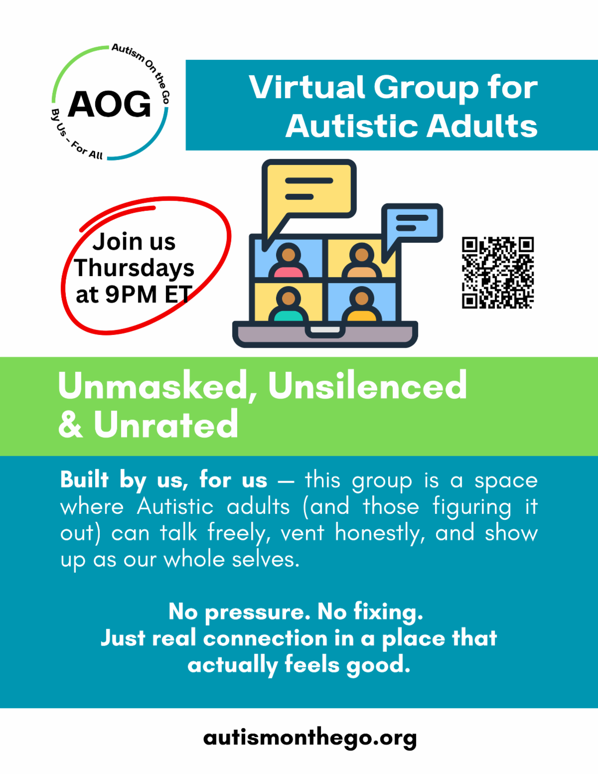 AOG's Autistic Adult Virtual Meeting Tonight - 9pm Eastern General Group