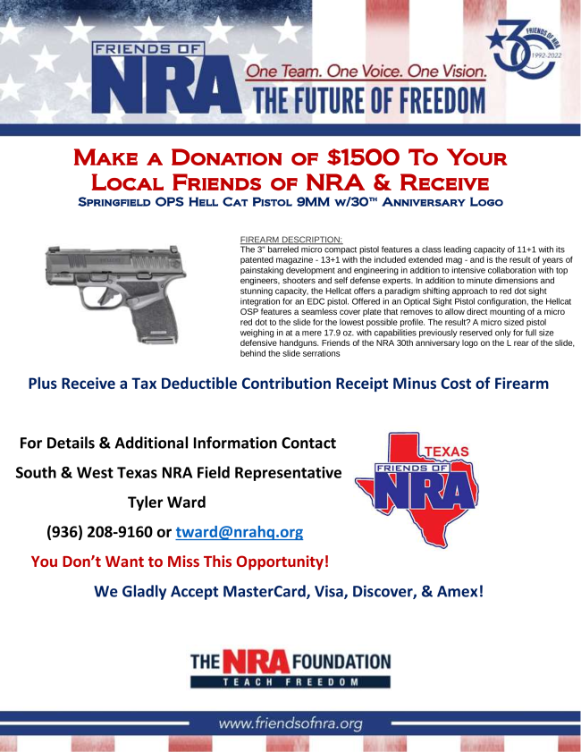 30th Year Anniversary Friends of NRA Donation Offers