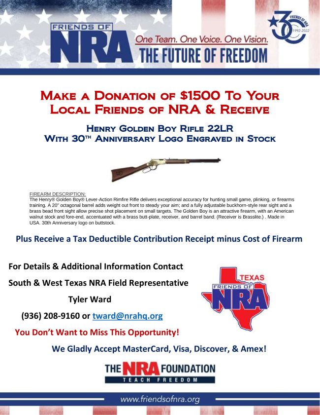 30th Year Anniversary Friends of NRA Donation Offers