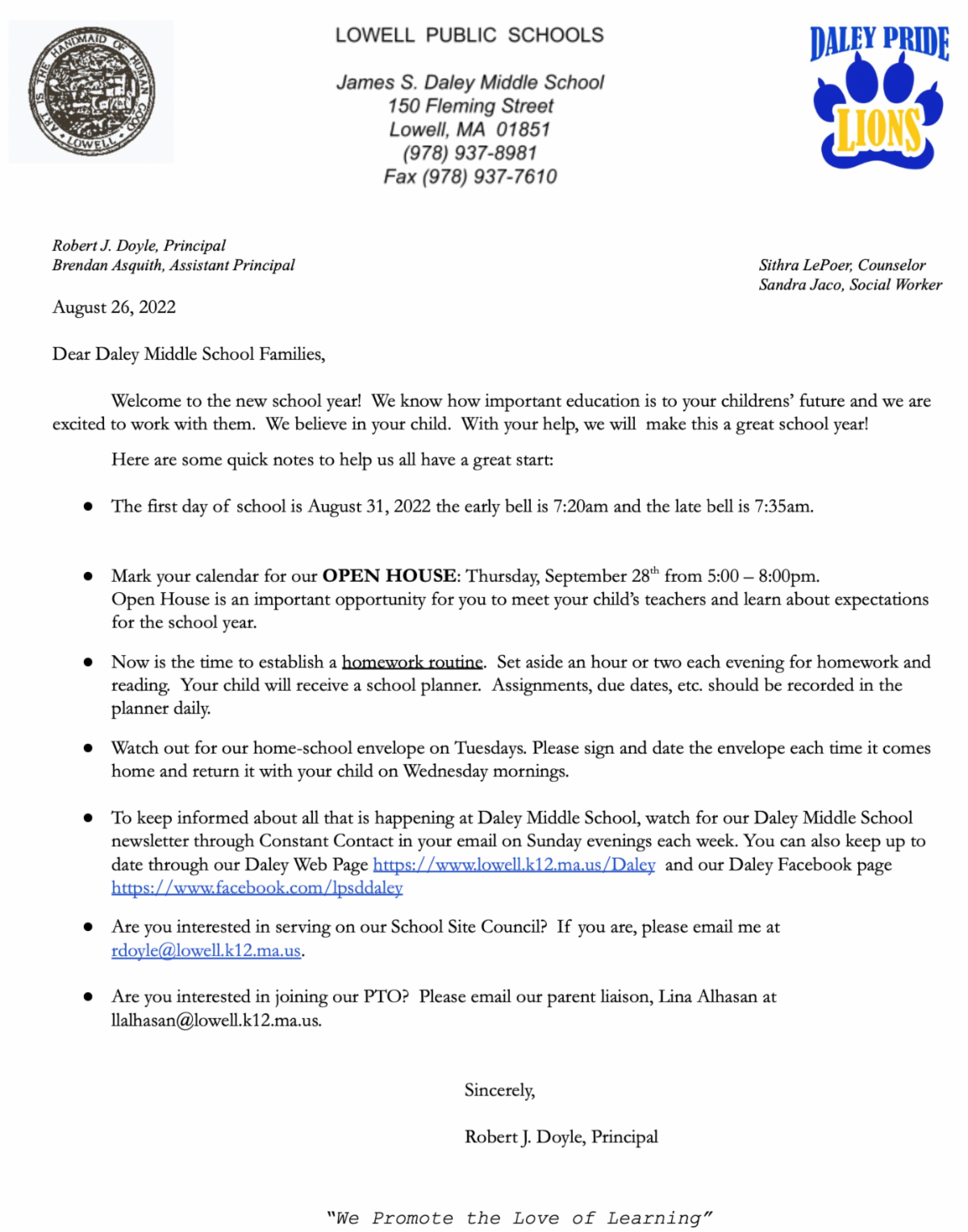 Daley School Newsletter