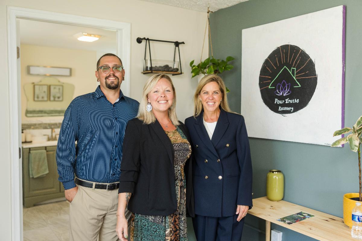 Pictured: First Lady Suzanne S. Youngkin with Four Truths Recovery co ...
