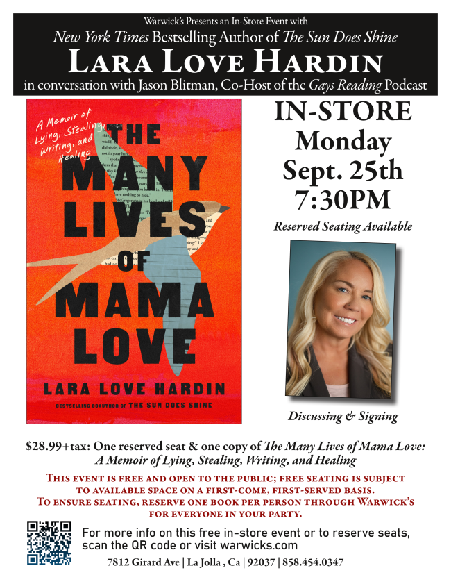 This Week at Warwick’s: Lara Love Hardin with Jason Blitman In-Store; Kerri Maher with Steven ...